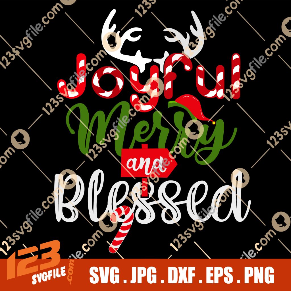 Joyful Merry and Blessed svg, Merry and Bright svg, Merry Christmas svg ...
