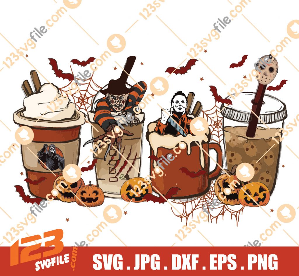 Horror Fall Coffee Svg, Halloween Coffee Png, Fall Latte png, Horror ...