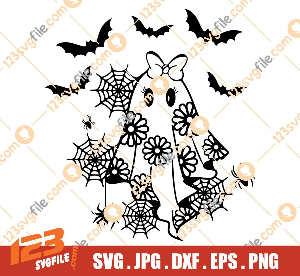 Spooky Daisy Ghost svg, Halloween Svg, Cute Halloween Ghost Svg, Spooky ...