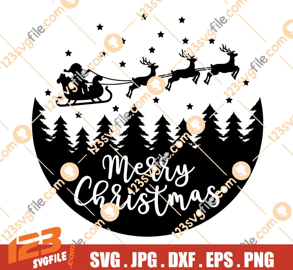 Merry Christmas SVG / Christmas Scene With Santa SVG / Cut File ...